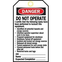 Brady Heavy-Duty Lockout Tags, Brady 65502 Lockout Tag With White ...