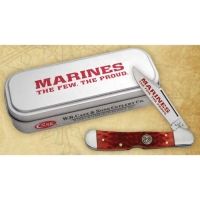 Case 61549L SS USMC Dark Red Bone Copperlock Folding Knife | Free ...