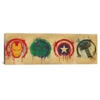 iCanvas Avengers Assemble: Paint Drip Classic Icon Art Line-Up (Captain ...