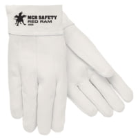 MCR Safety Red Ram Leather Welding Work Gloves, Grain Goatskin Leather ...