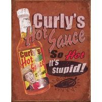 Tin Signs Curly's Hot Sauce Sign | Free Shipping over $49!