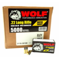 Wolf Ammo .22 Long Rifle Match Target Round Nose 40 Grain Solid Jacket ...