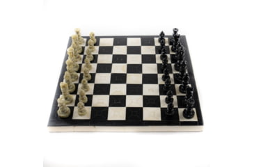Battling Blades Bone Black Chess Set And Coral Bone Chess 16in Board ...