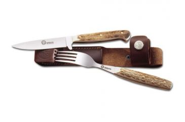 Boker USA Arbolito Stag Fork & Knife Set w/ Leather Sheath - 7.88 ...