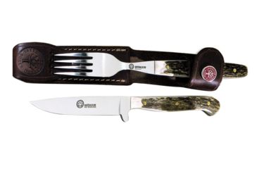Boker USA Arbolito Stag Fork & Knife Set w/ Leather Sheath - 7.88 ...