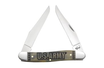 Case U. S. Army-Embellished Smooth Olive Green Bone Muskrat Muskrat ...
