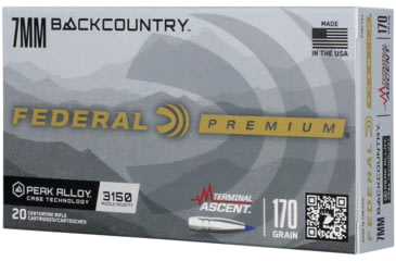 Federal 7mm Backcountry 170 Grain Terminal Ascent Peak Alloy Rifle Ammunition P7BCTA3 12% Off