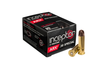 Inceptor Ammunition 38 Special 77 Grain ARX Brass Pistol Ammunition ...