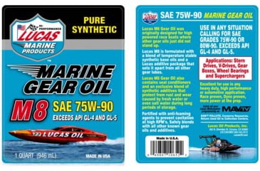 Lucas Oil Synthetic SAE 75W-90 M8 Marine Gear Oil | Free Shipping over $49!
