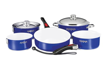 Magma Induction White Non-Stick Cookware Set - 10 Piece - Cobalt Blue
