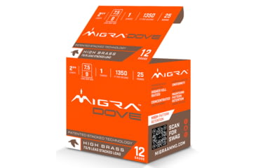 Migras M12LF7.59 Dove 12Gauge 2 3/4" 1oz 7.5/9Shot 25 Per Box/10 Cas 43 ...