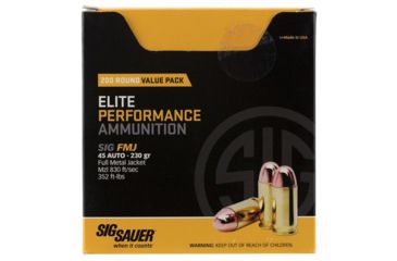 SIG SAUER Value Packs .45 ACP 230 grain Full Metal Jacket Brass Cased ...