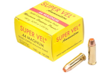 Super Vel Ammunition 44 Magnum 180 grain Solid Copper Hollow Point ...