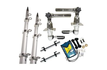TACO Marine Grand Slam 280 Package w/15' Silver/Silver Poles, Premium Rigging Kit & Line Caddy ...
