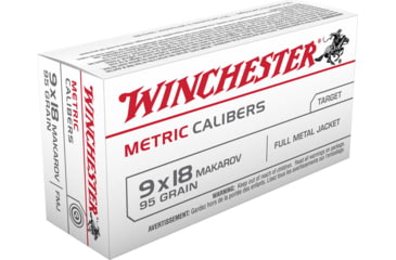 Winchester 9X18 Makarov 95 Grain FMJ Brass Cased Centerfire Rifle ...