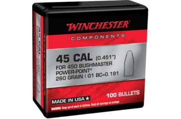 Winchester Rifle Bullets, 450 Bushmaster, 260 Grain, Power-Point | w ...