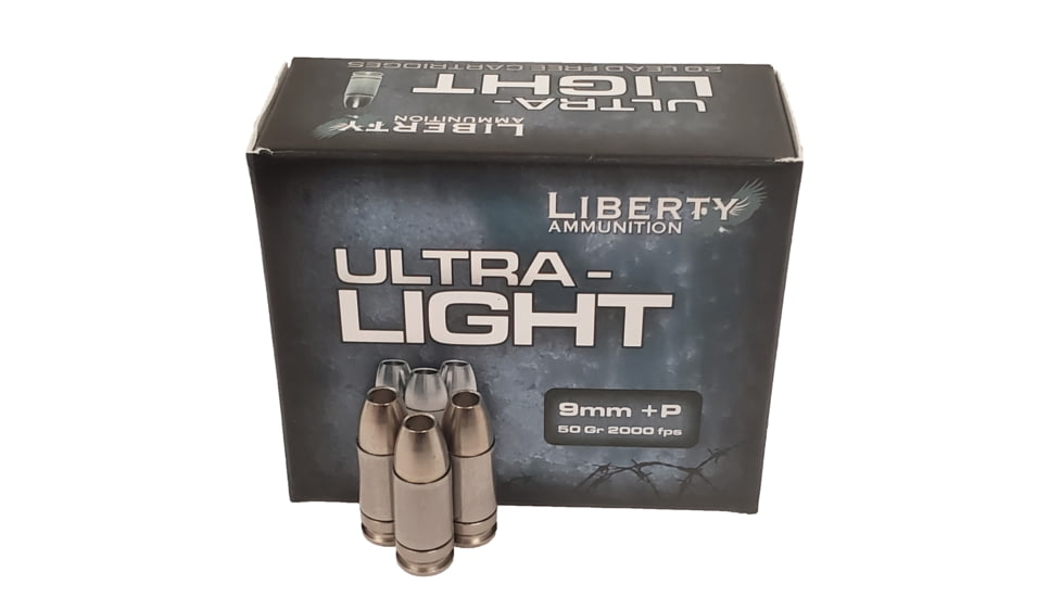 Liberty Ammunition Ultra-Lights 9mm +P 50 grain Hollow Point Centerfire ...