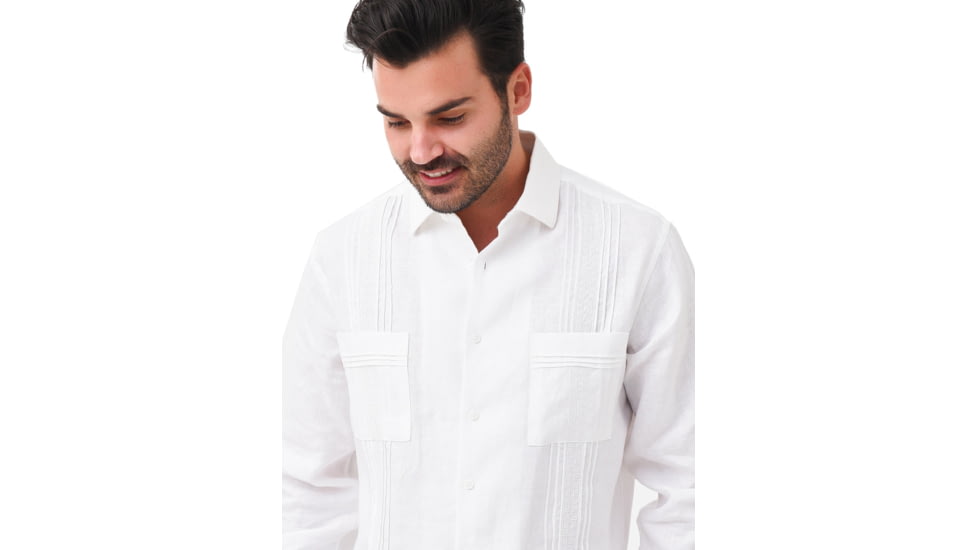 Saint Bernard S1103GKLS Greek Key Long Sleeve Guayabera Shirt - Men's