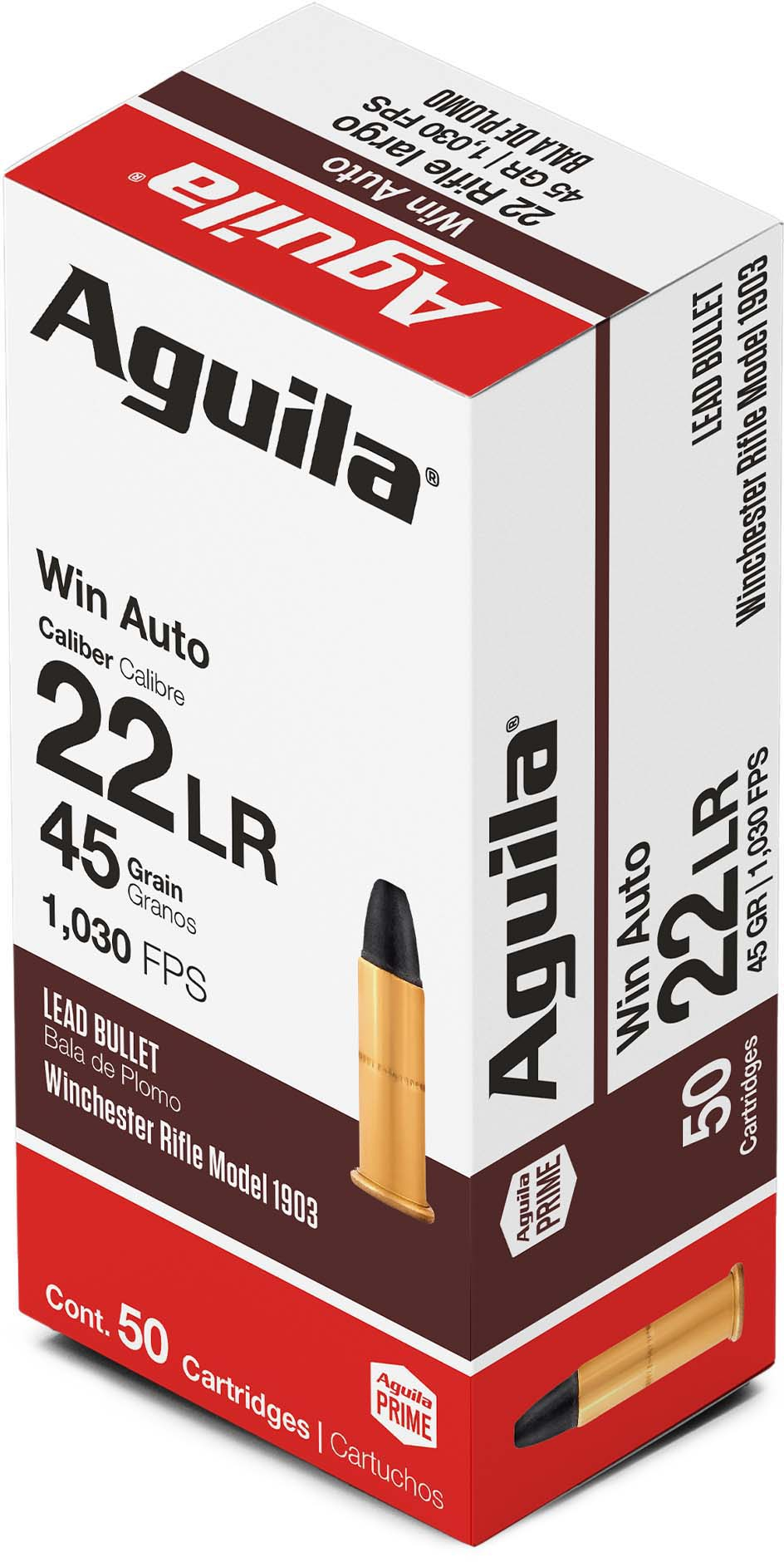 Aguila Ammunition .22 Win 45 Grain Lead Round Nose Brass Cased 1B220504 ...