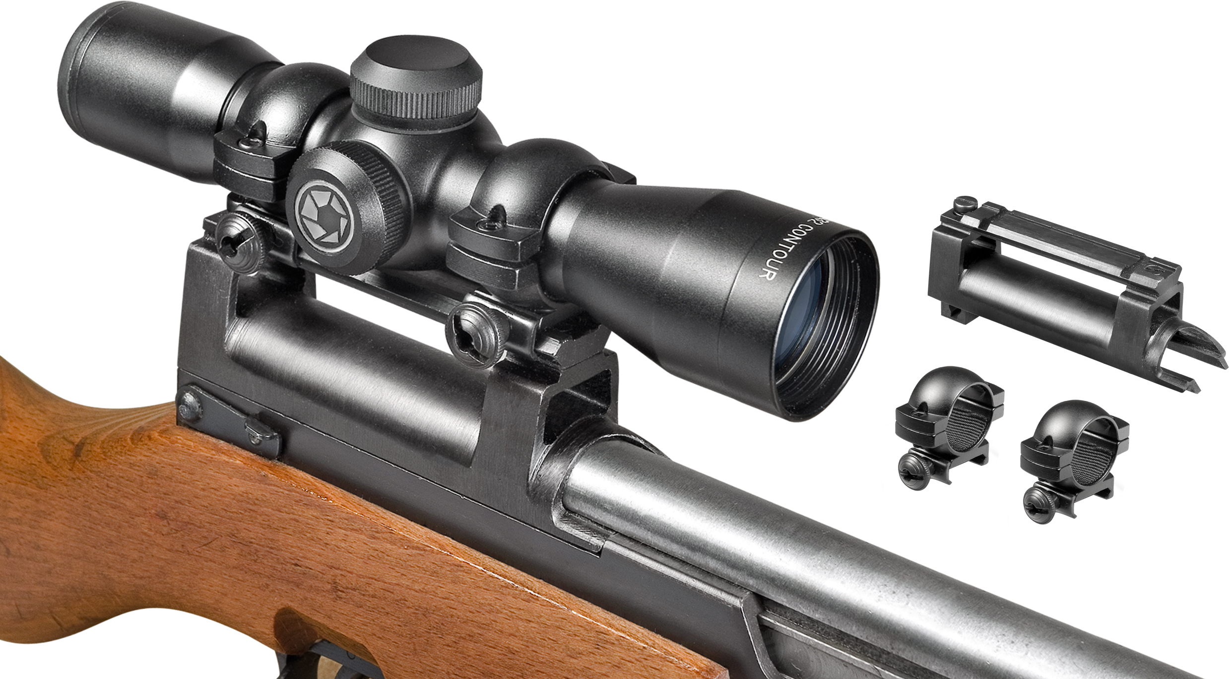 Barska 4x32 Contour Rifle Scope with SKS Mount and Rings AC10882 Rifle ...