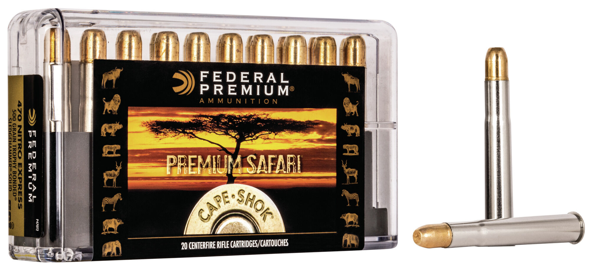 Federal Premium CAPE-SHOK .470 Nitro Express 500 Grain Solid Rifle ...
