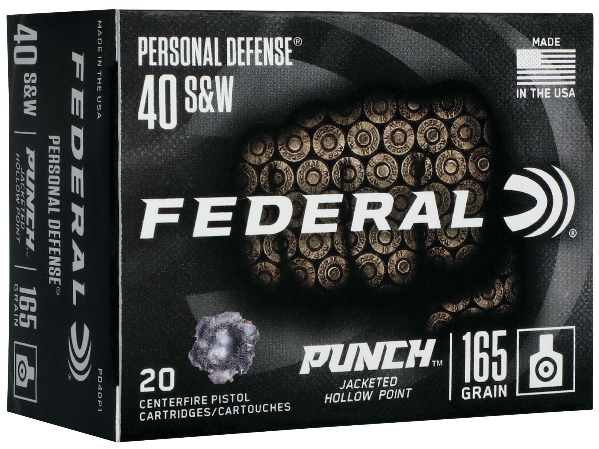 Federal Premium Personal Defense Punch 40 S&W 165 Grain JHP Pistol ...