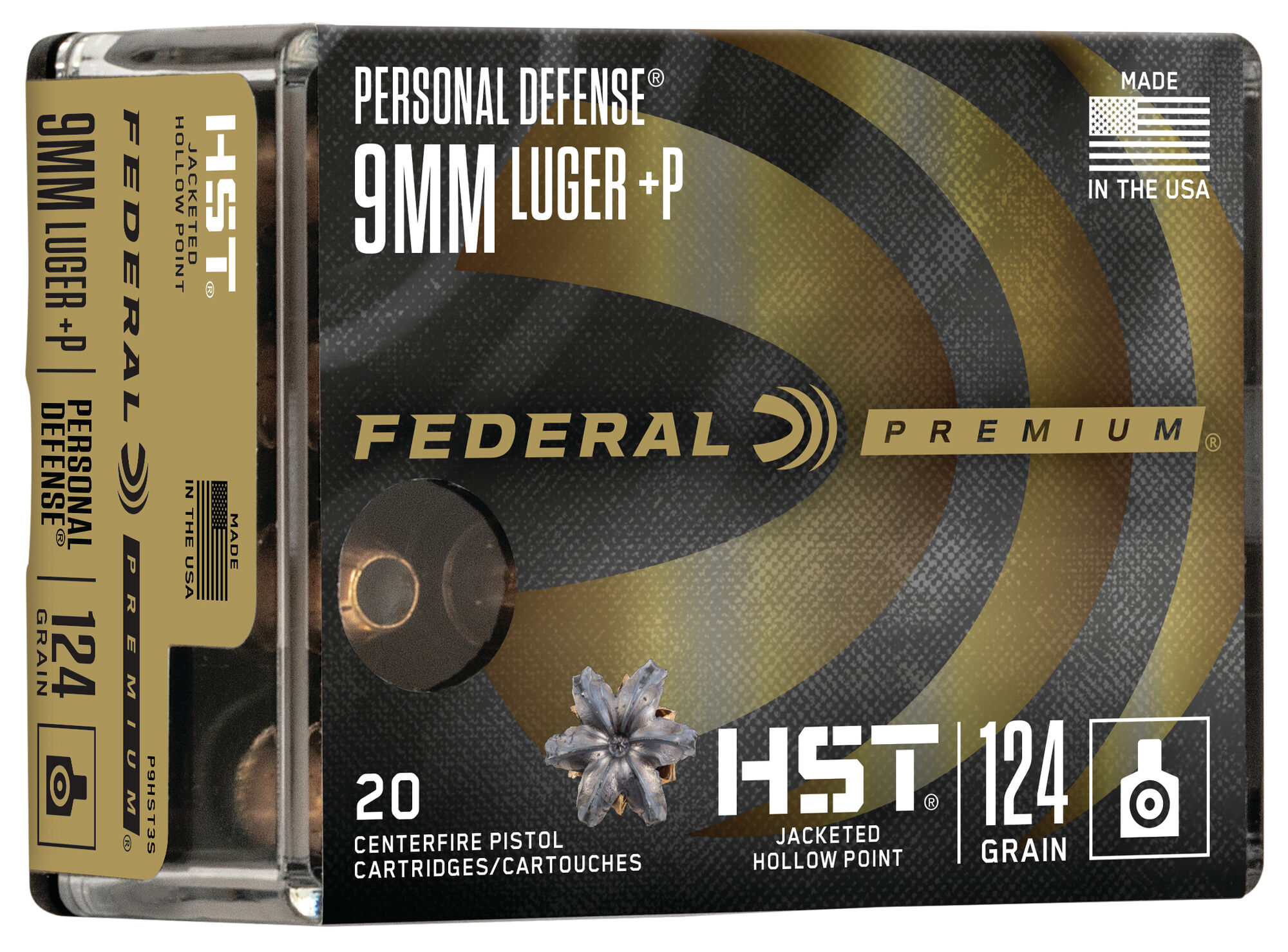 Federal Premium Personal Defense HST 9mm Luger +P 124 Grain Jacketed ...