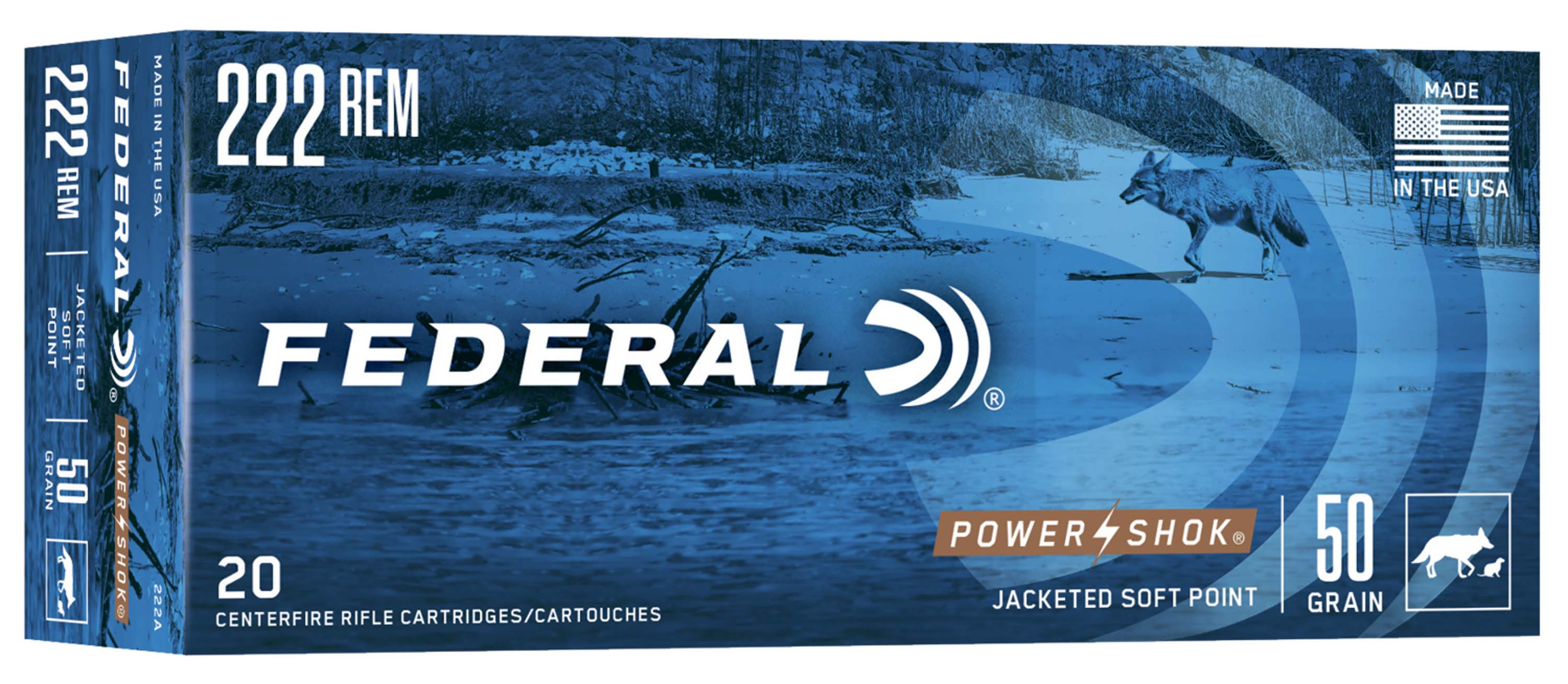 Federal Premium Power-Shok .222 50 Grain Jacketed Soft Point Rifle ...