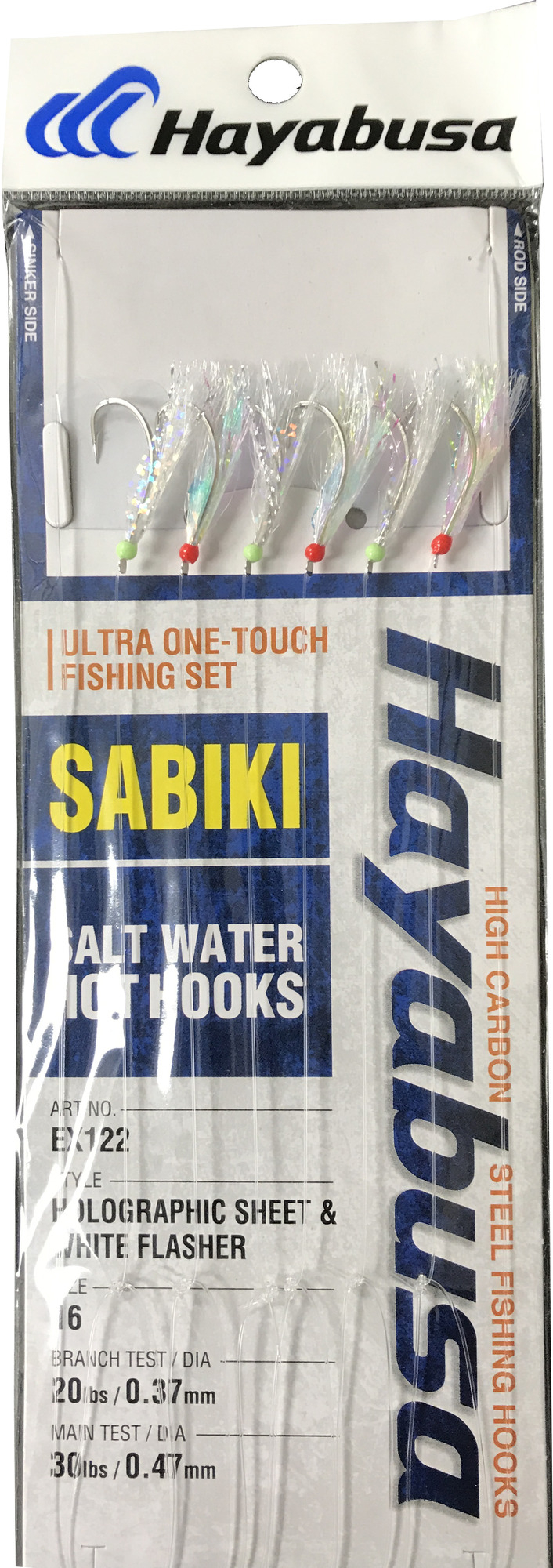 Hayabusa Holographic Sheet & White Flasher Sabiki, Main 30Lb And Branch ...