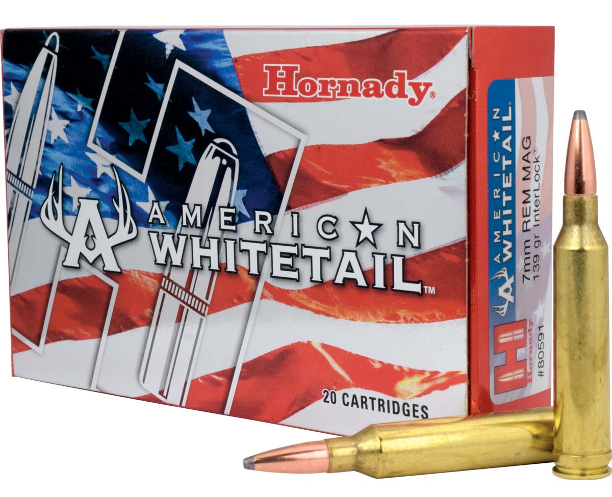 Hornady American Whitetail 7mm Rem Mag 139 Grain InterLock SP Rifle ...