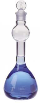 Kimble/Kontes KIMAX Volumetric Flask, ST Glass Stopper, Mixing Bulb ...