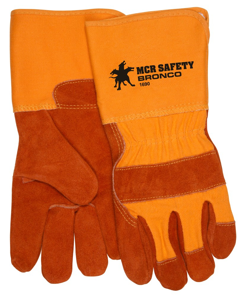 MCR Safety Bronco Leather Palm Work Gloves with Gauntlet Cuff Review ...