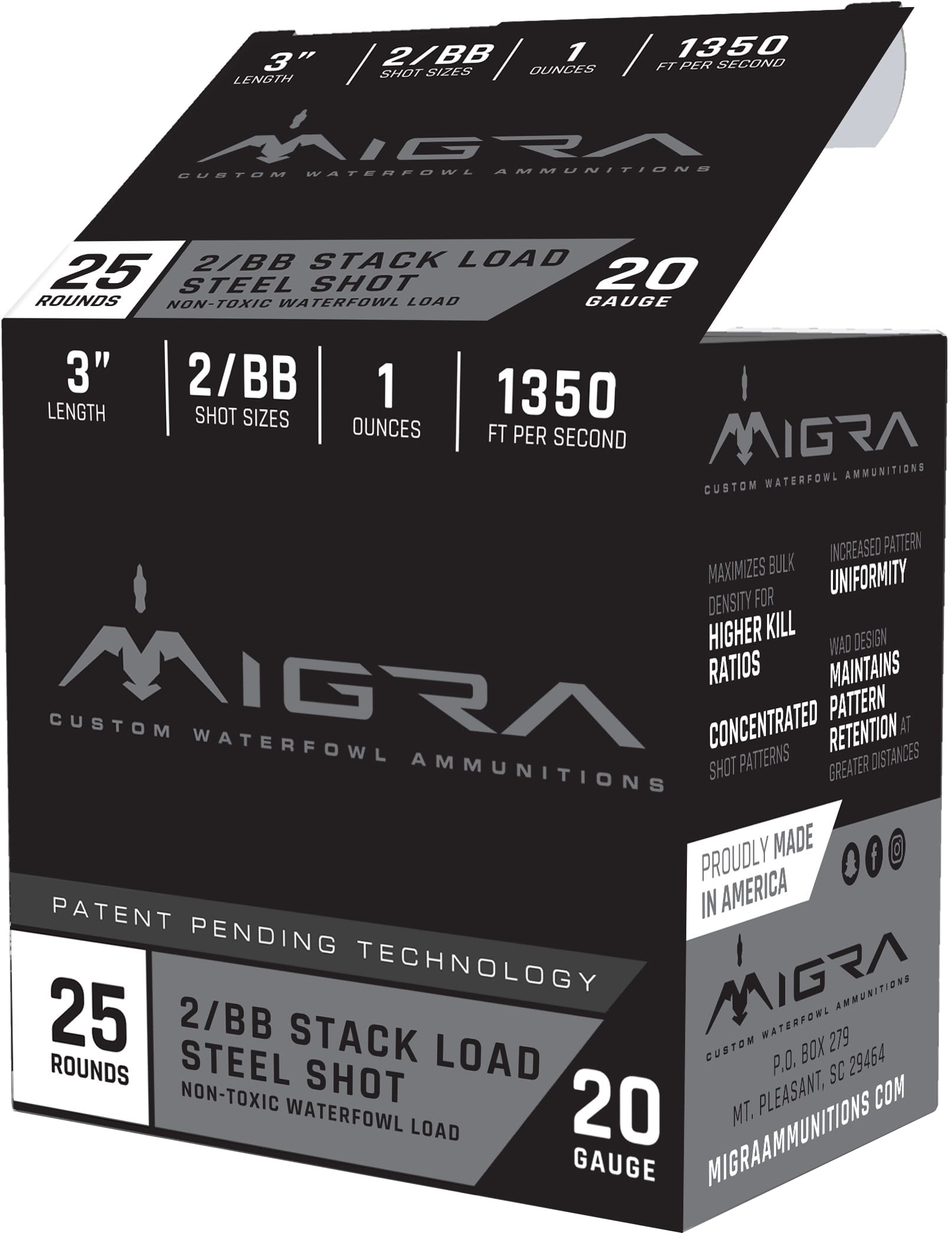Migra Steel Shot Staxd Load 20 Gauge 1 oz 3" Shotgun Ammunition M-20S4 ...