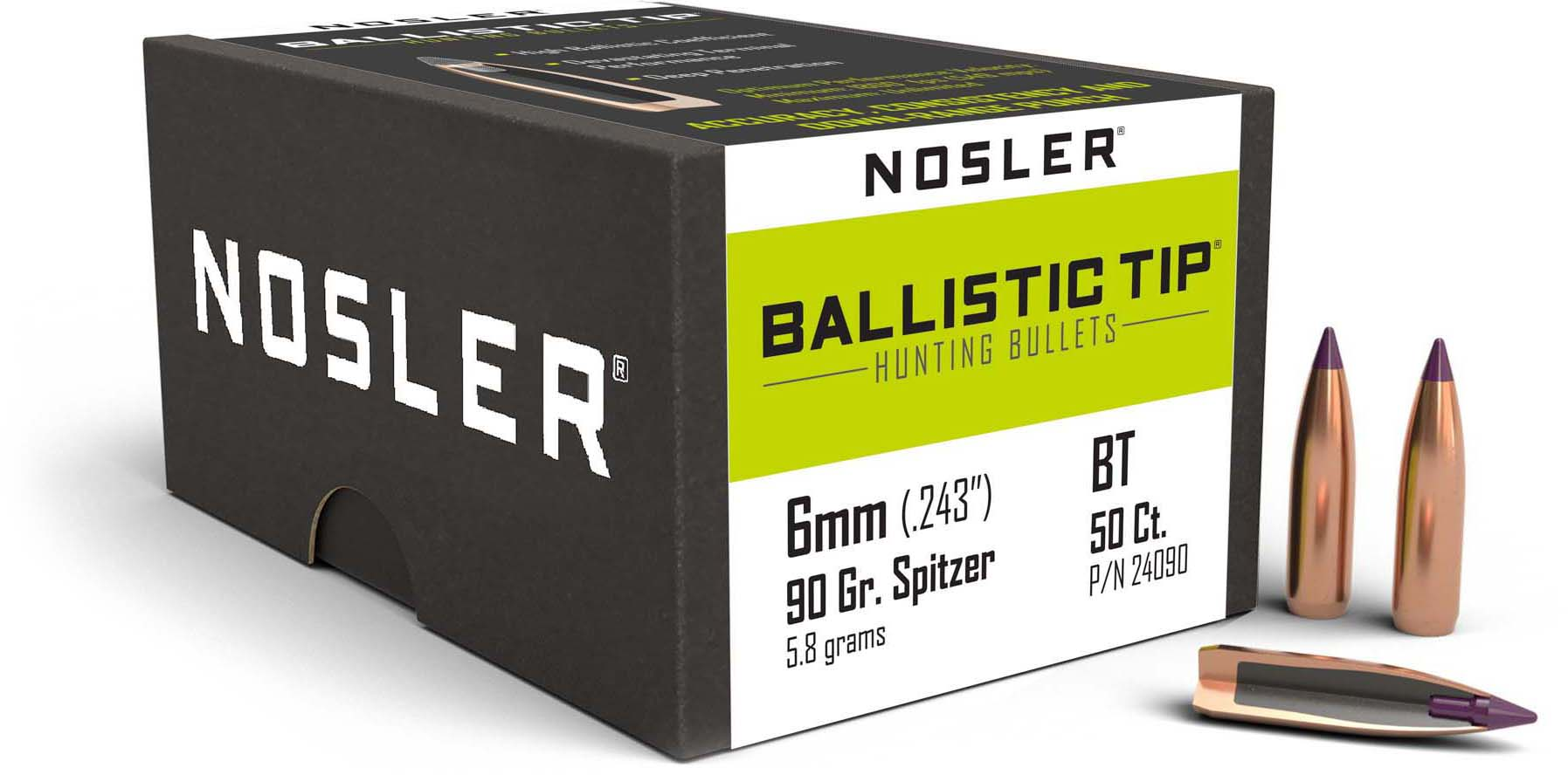 Nosler 24090 Ballistic Tip Hunting 6mm .243 90 GR 50 Box Review - The ...