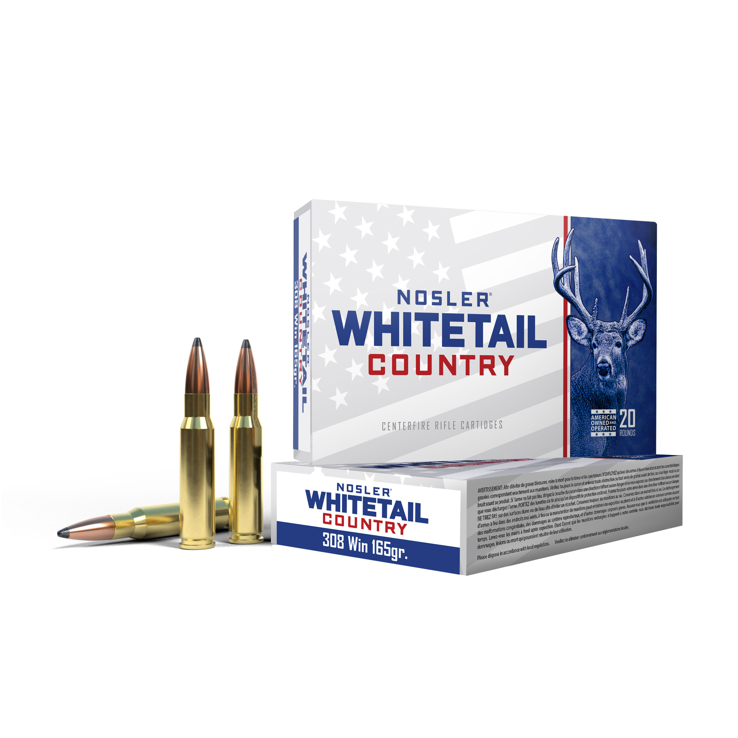 Nosler Whitetail Country 308 Winchester 165 Grain Rifle Ammunition ...