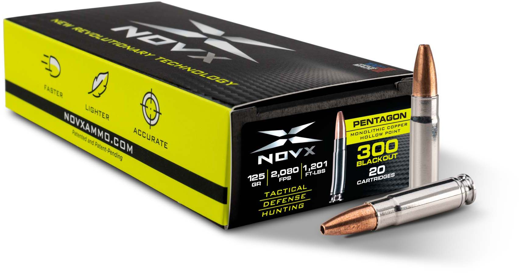 NovX Ammunition Pentagon 300 Blackout 125 Grain Centerfire Rifle ...