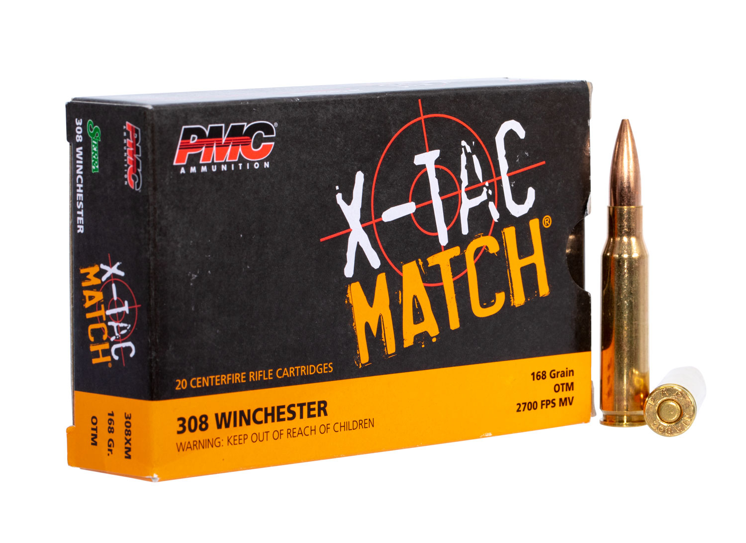 PMC X-Tac Match .308 Winchester 168 Grain Open Tip Ammunition 308XM ...