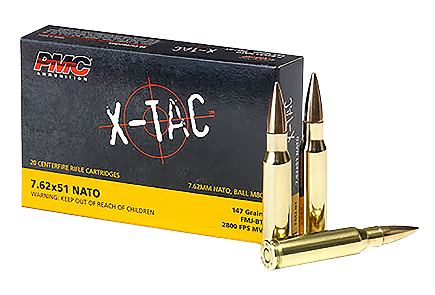 PMC Ammunition 762X X-Tac 7.62x51mm NATO 147 grain Full Metal Jacket ...