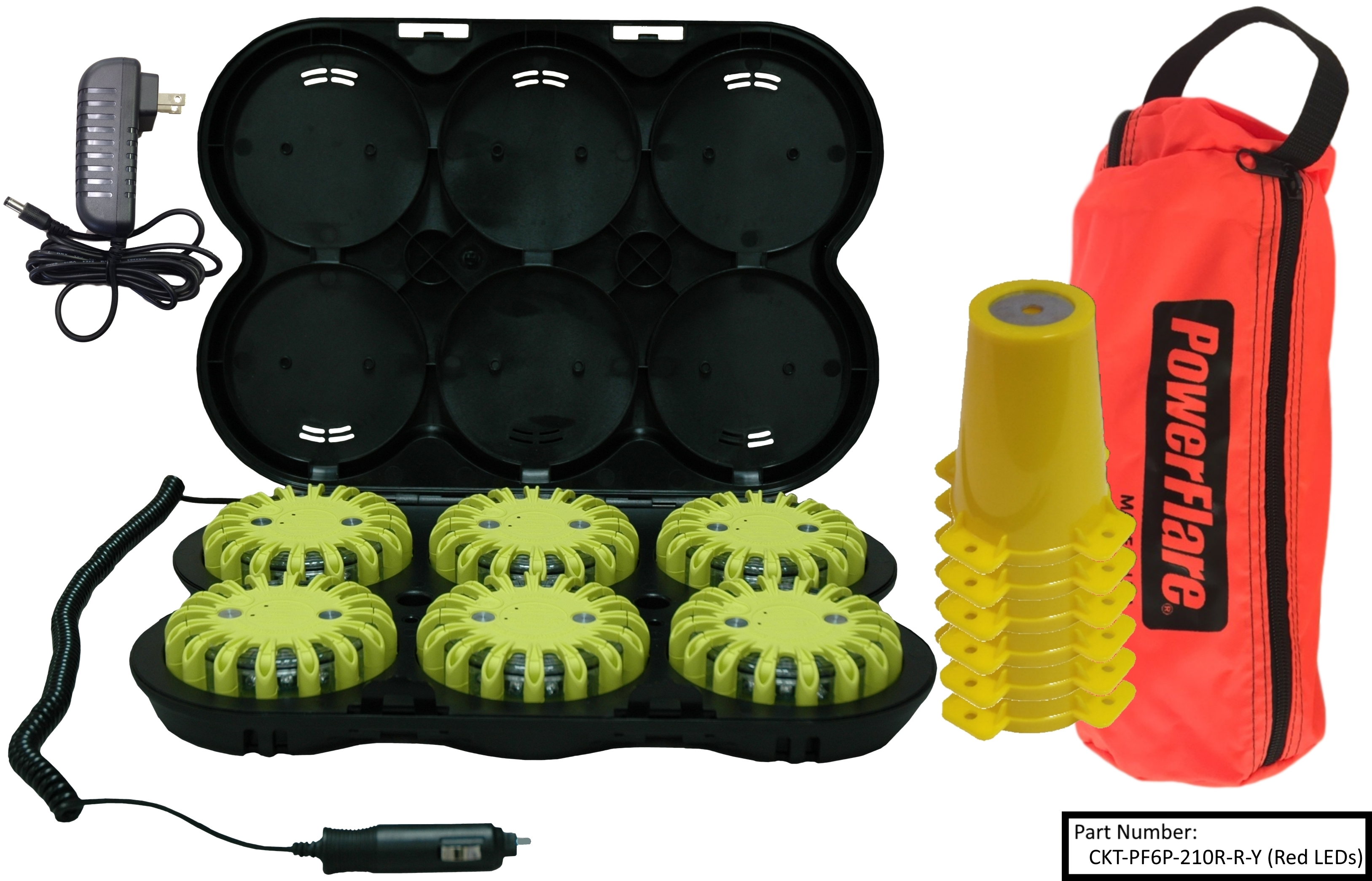 Powerflare 6-Position Cone Adapter Kit with Rechargeable 6-Pack of ...