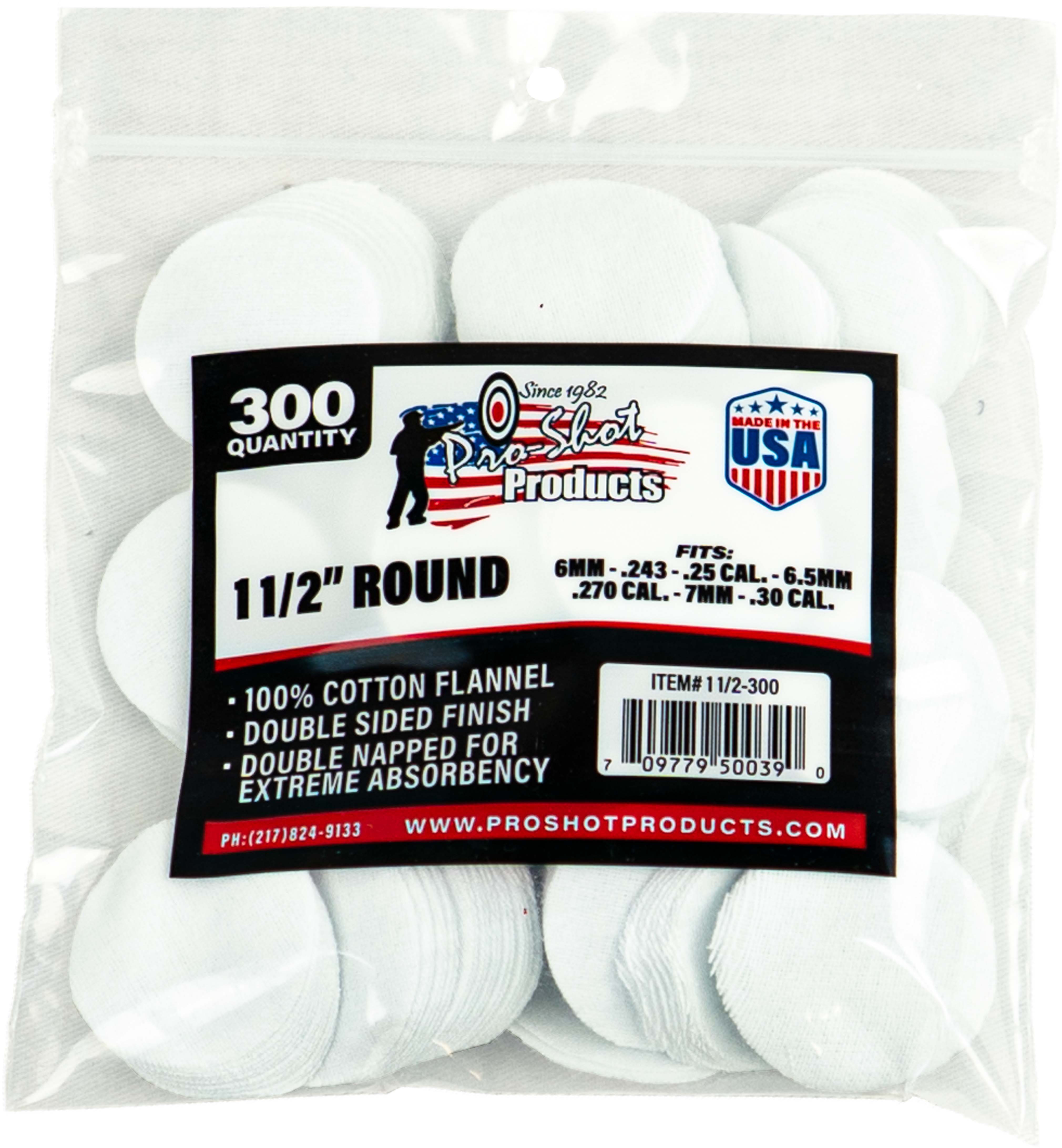 Pro-Shot Cotton Flannel Patches 6mm - .30 Caliber 1.5 Inch Round | 5 ...
