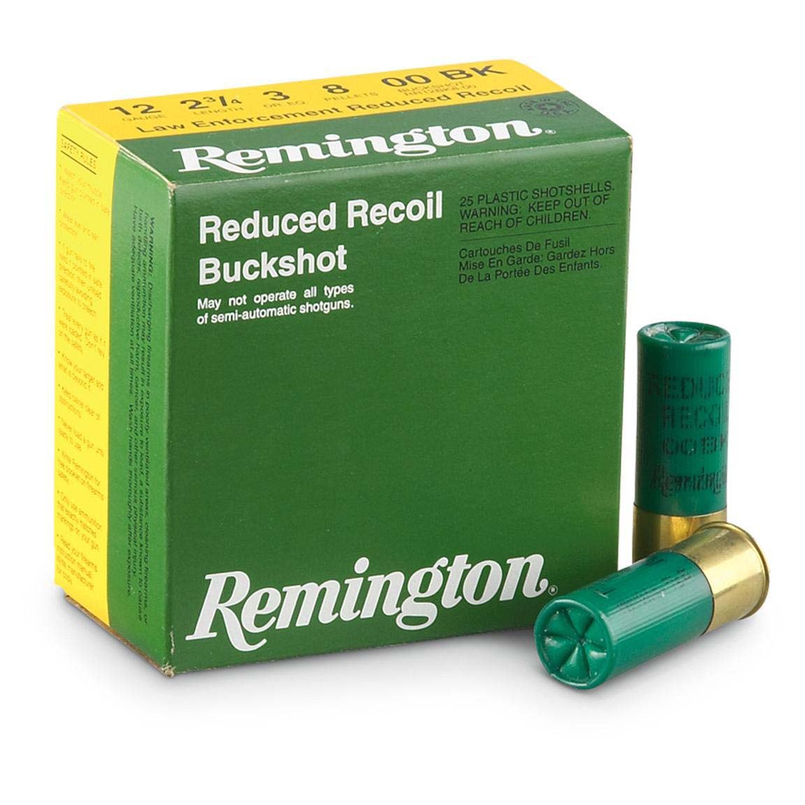 Remington LE Reduced Recoil 12 Gauge 8 Pellets 2 3/4'' Shotgun Buckshot ...