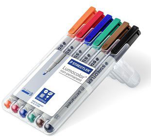 Staedtler Lumocolor Non-Permanent Broad Pen Pack - 6 Colors w/ Stand-Up ...