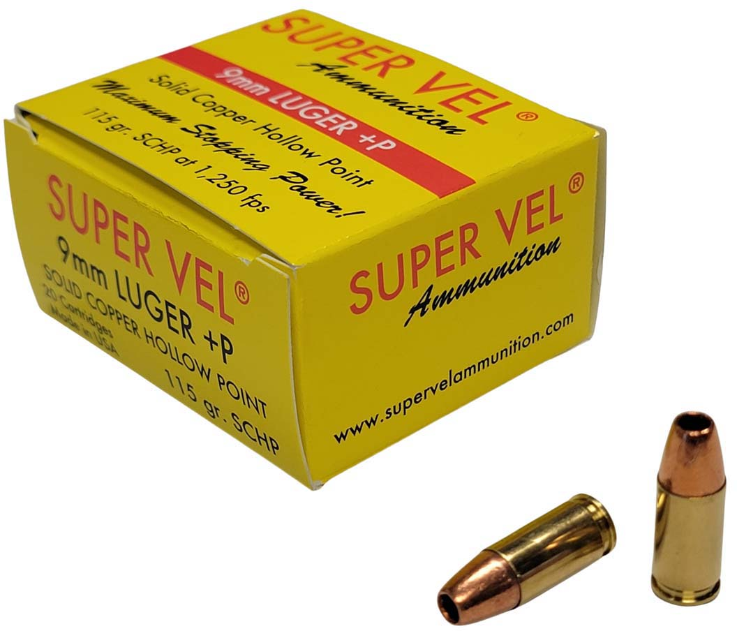 Super Vel Ammunition 1250 9mm Luger 115 grain Solid Copper Hollow Point ...