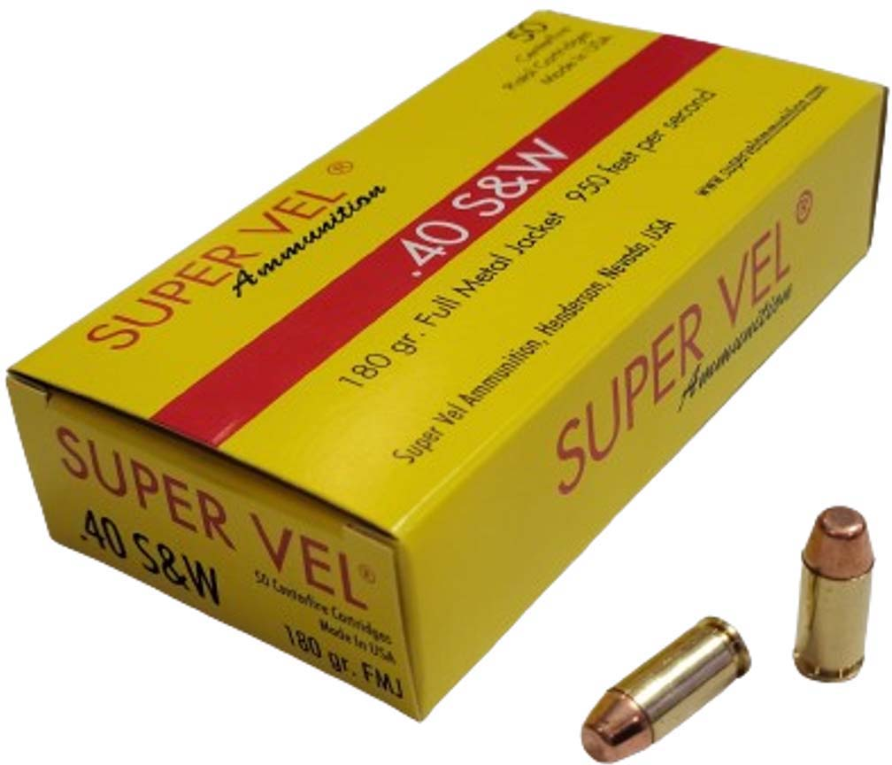 Super Vel Ammunition 40 S&W 180 grain Full Metal Jacket Brass Cased Pistol Ammunition Up to 15% ...