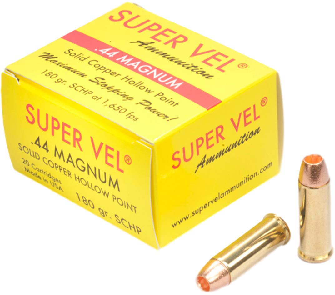 Super Vel Ammunition 44 Magnum 180 grain Solid Copper Hollow Point ...