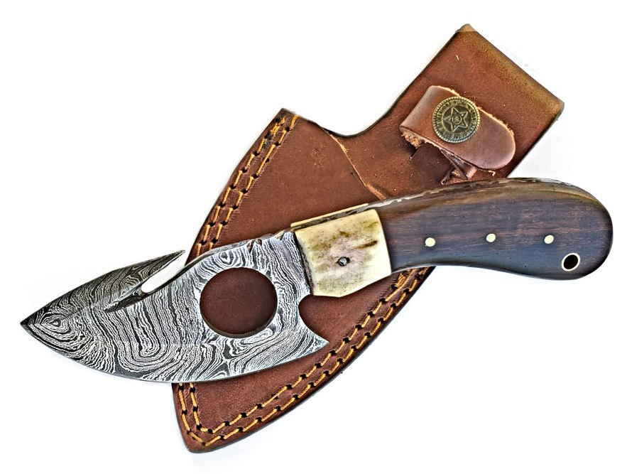 Titan Damascus Steel Gut Hook Skinning Knife Review - The Civil War