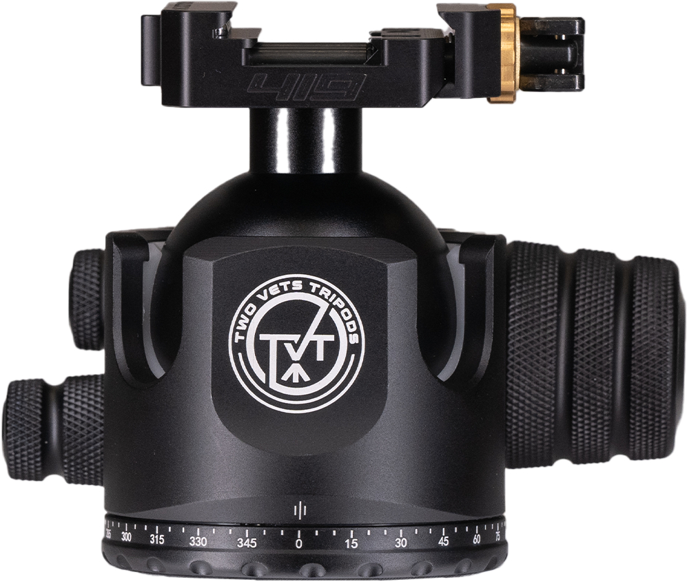 Two Vets Tripods Inc 55MM Dual Tension Ballhead w/ Arcalock Dual Clamp ...