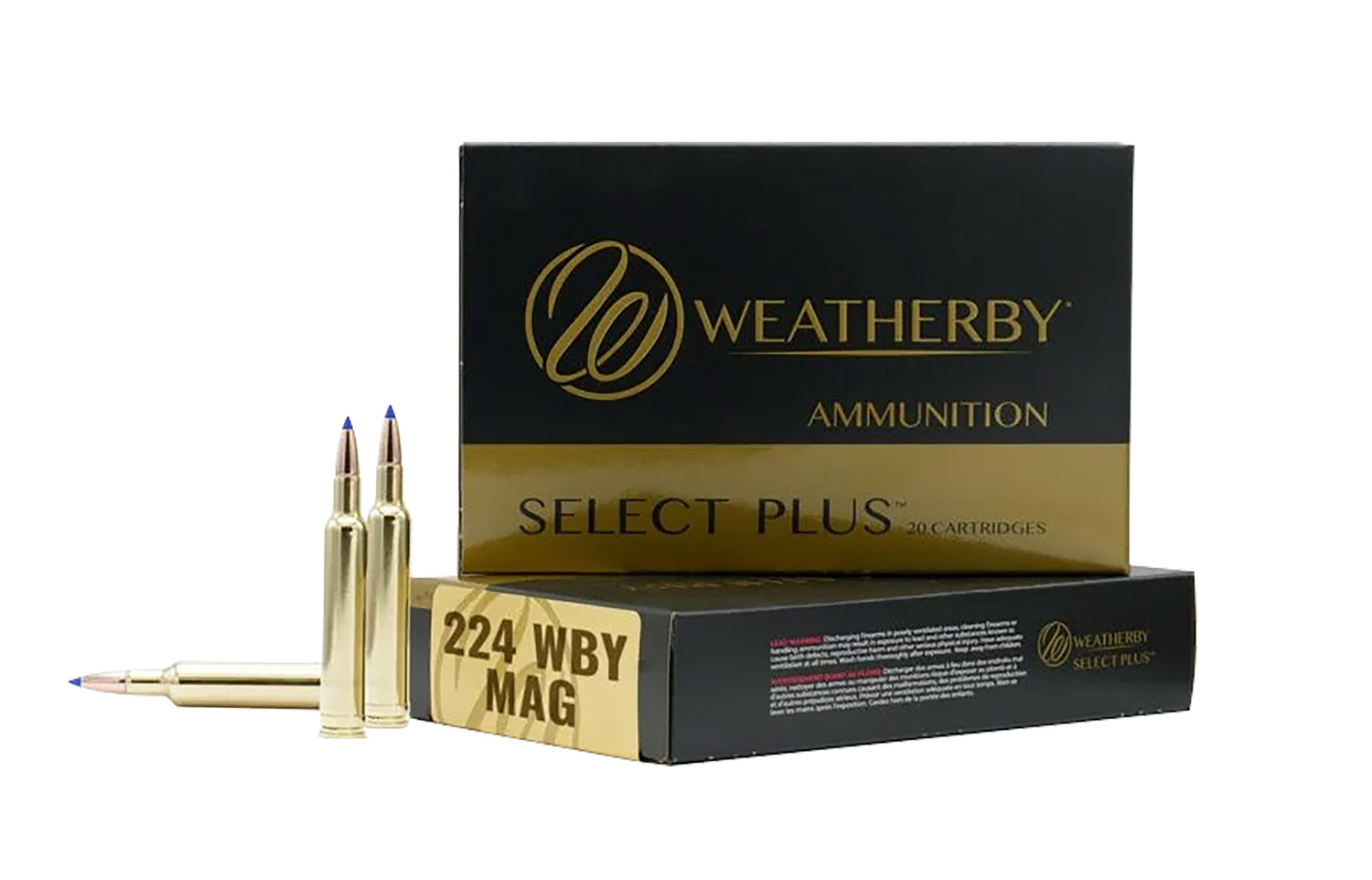 Weatherby .224 Weatherby Magnum 80.5 Grain Rifle Ammunition R224805FBT ...