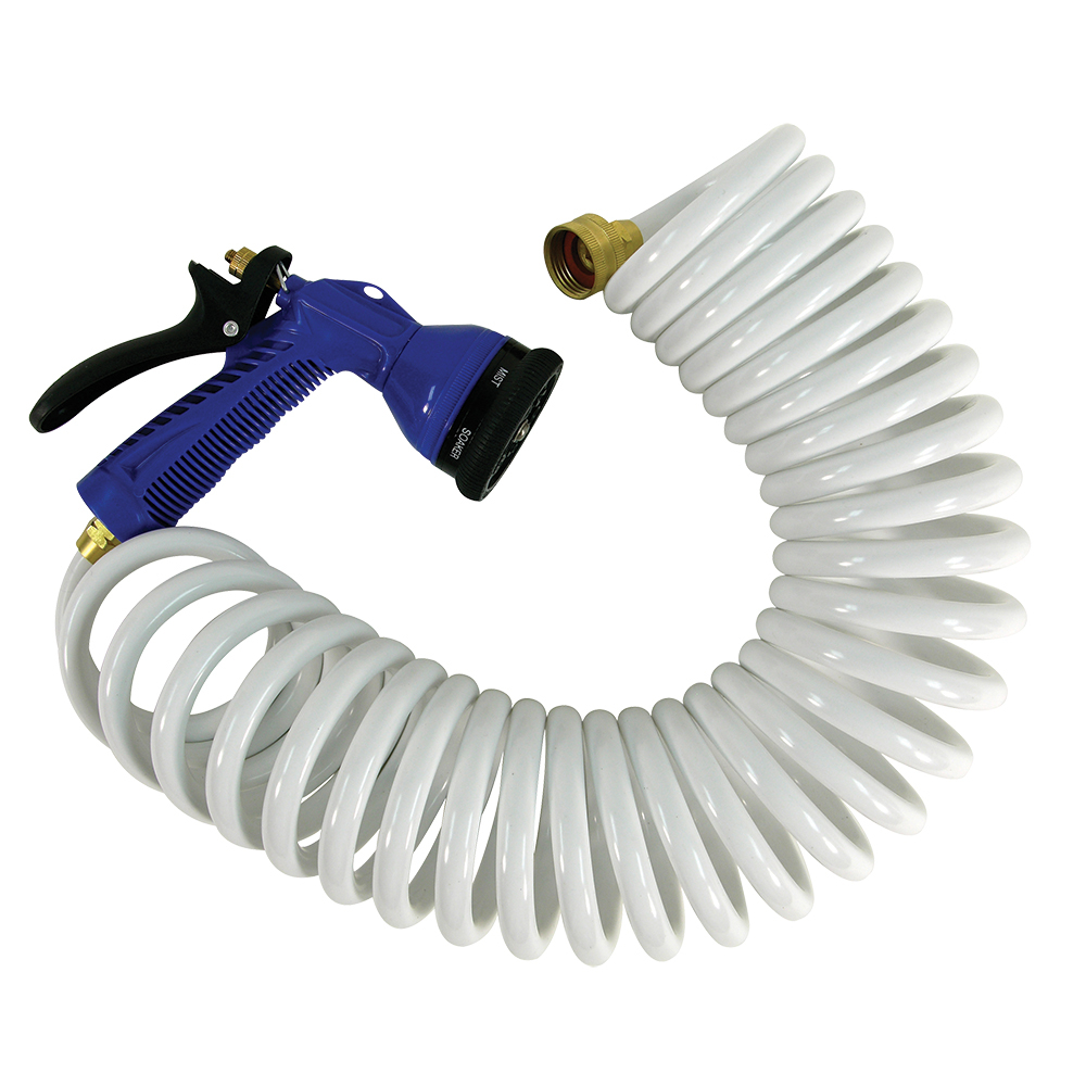 Whitecap 25' White Coiled Hose w/Adjustable Nozzle Review - The ...