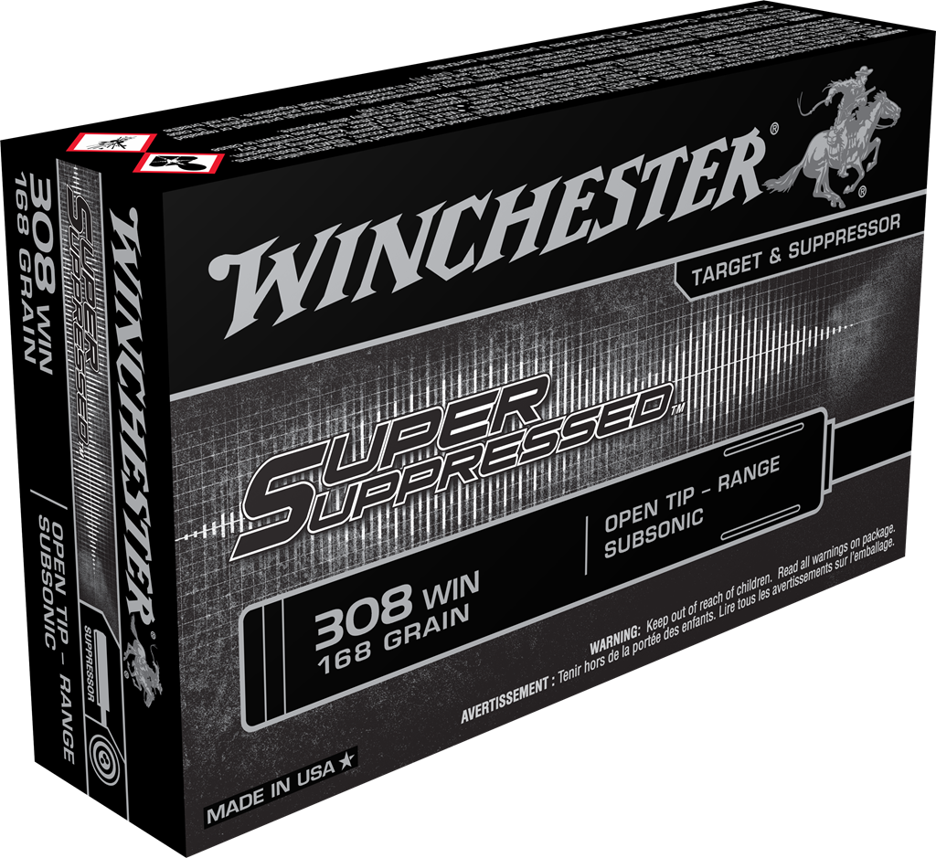 Winchester Super Suppressed .308 Winchester 168 grain Subsonic Open Tip ...